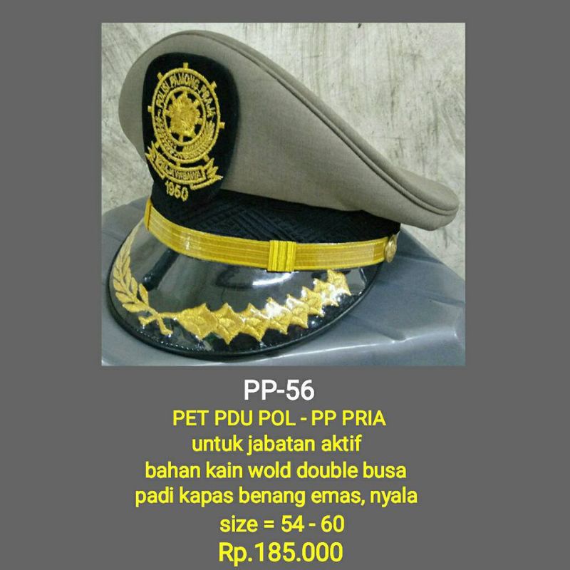 Jual pp-56 topi pet pdu pol pp golongan 4 jabatan truktural topi pdu ... Jual pp-56 topi pet pdu pol pp golongan 4 jabatan truktural topi pdu ...