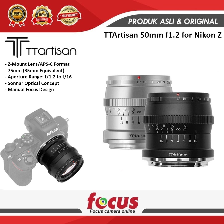 Jual Lensa Ttartisan 50mm F1 2 Nikon Z Apsc Tt Artisan 50mm F 1 2