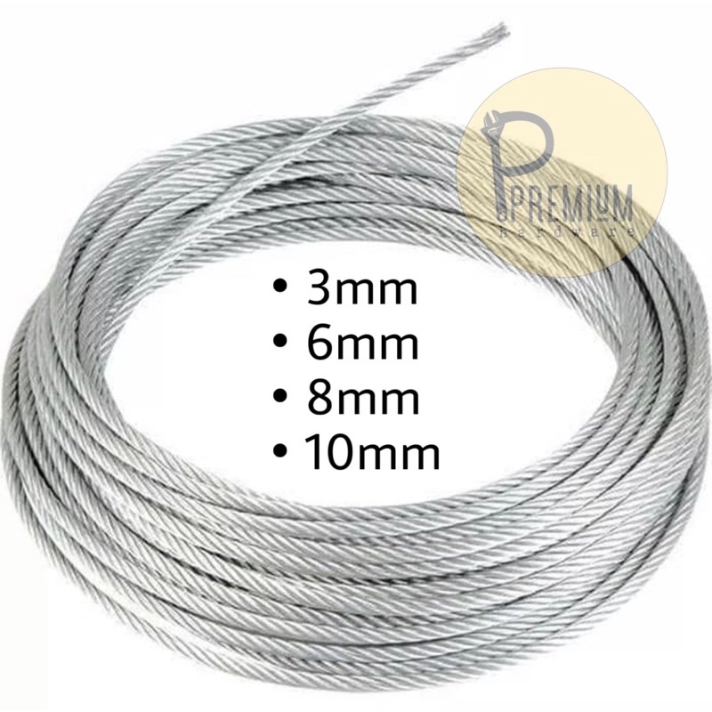 Jual KABEL SELING KAWAT ULIR 3 MM 6MM 8MM CABLE WIRE 5/16" 1/8" 1/4 ...