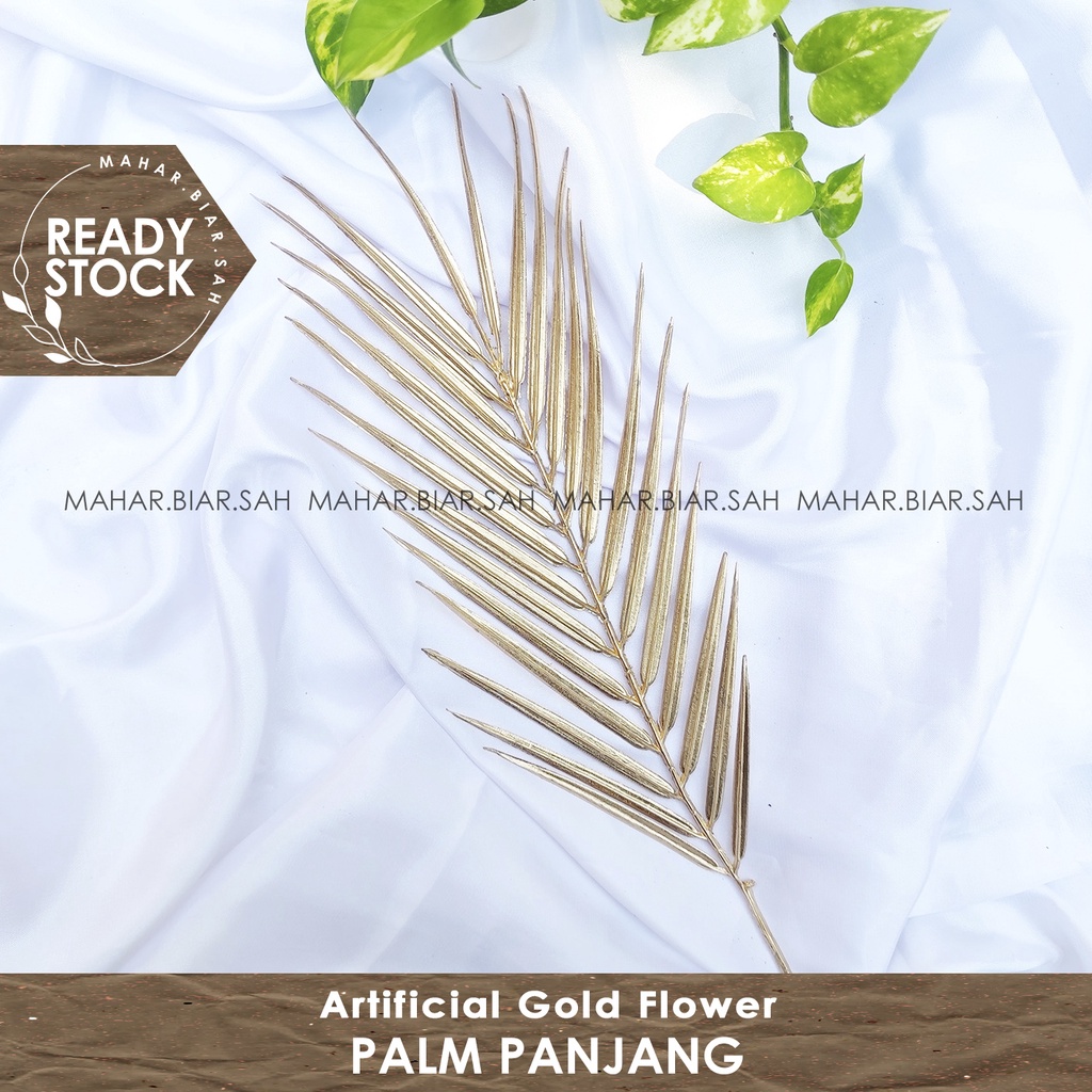 Jual RS 1 Tangkai Daun Palm Panjang Artificial Gold / Bunga Palsu ...