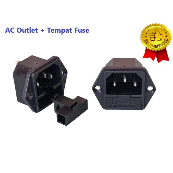 Jual Soket Power AC Outlet 3 pin + Fuse Holder / Socket AC Power 3 pin Indonesia|Shopee Indonesia