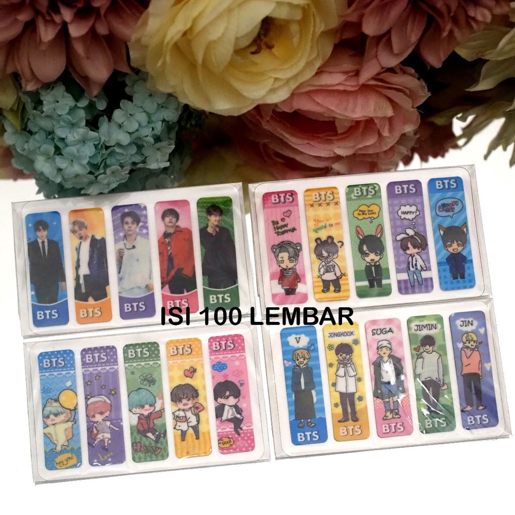 Jual Sticky Note BTS ISI 100 Pcs Karakter Foto BTS Korea Kpop Penanda ...
