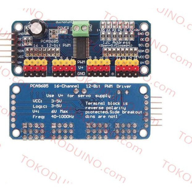 Jual PCA9685 16 CHANNEL 12 BIT PWM SERVO CONTROLLER MOTOR DRIVER MODULE ...