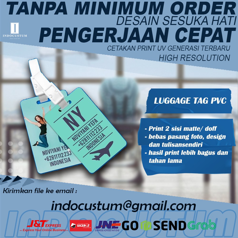 Jual Luggage Tag Name Tag Tas Label Koper Nama ID Card Tas Custom Print ...