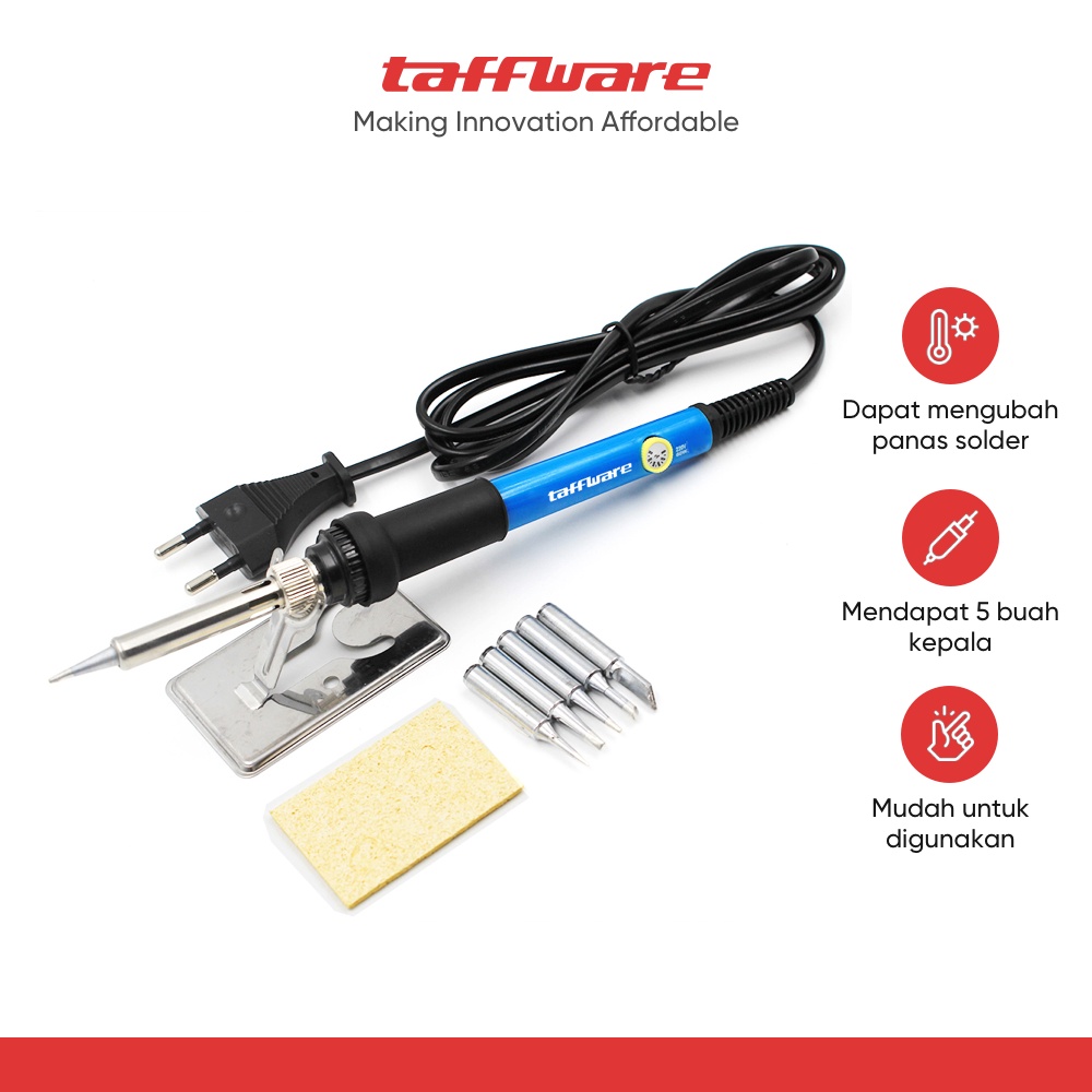 Jual Taffware Solder Iron Adjustable Fast Heating Temperature 60W with ...