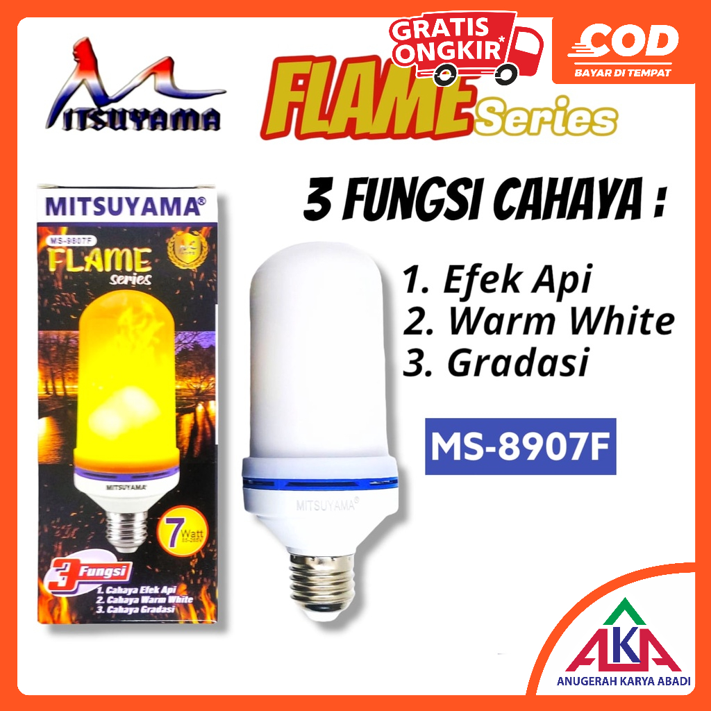 Jual Bohlam Lampu Led Mitsuyama Seri Cahaya Api Flame Series 7 Watt ...