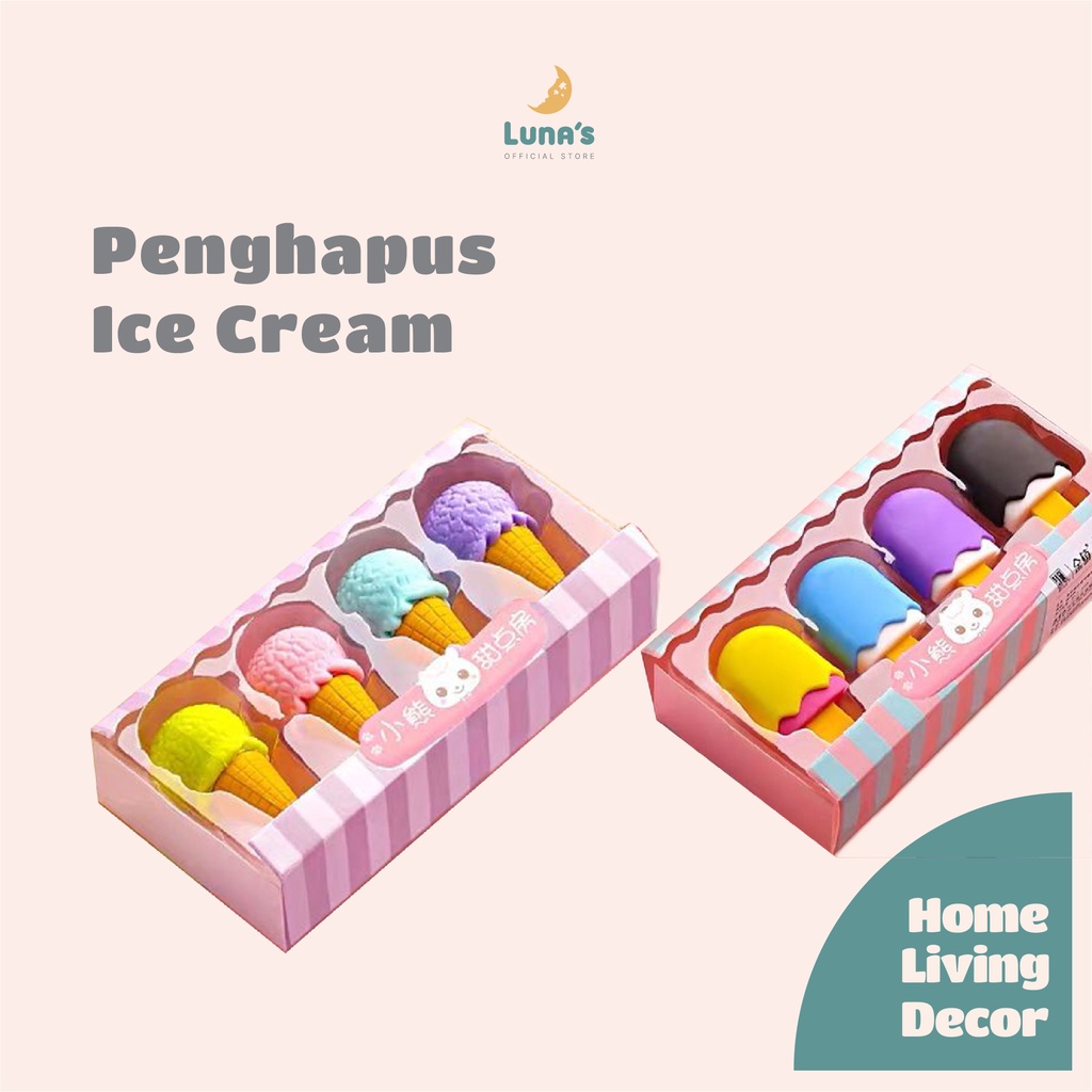 Jual Luna's Penghapus Ice Cream Alat Tulis Aesthetic Stationery Alat ...