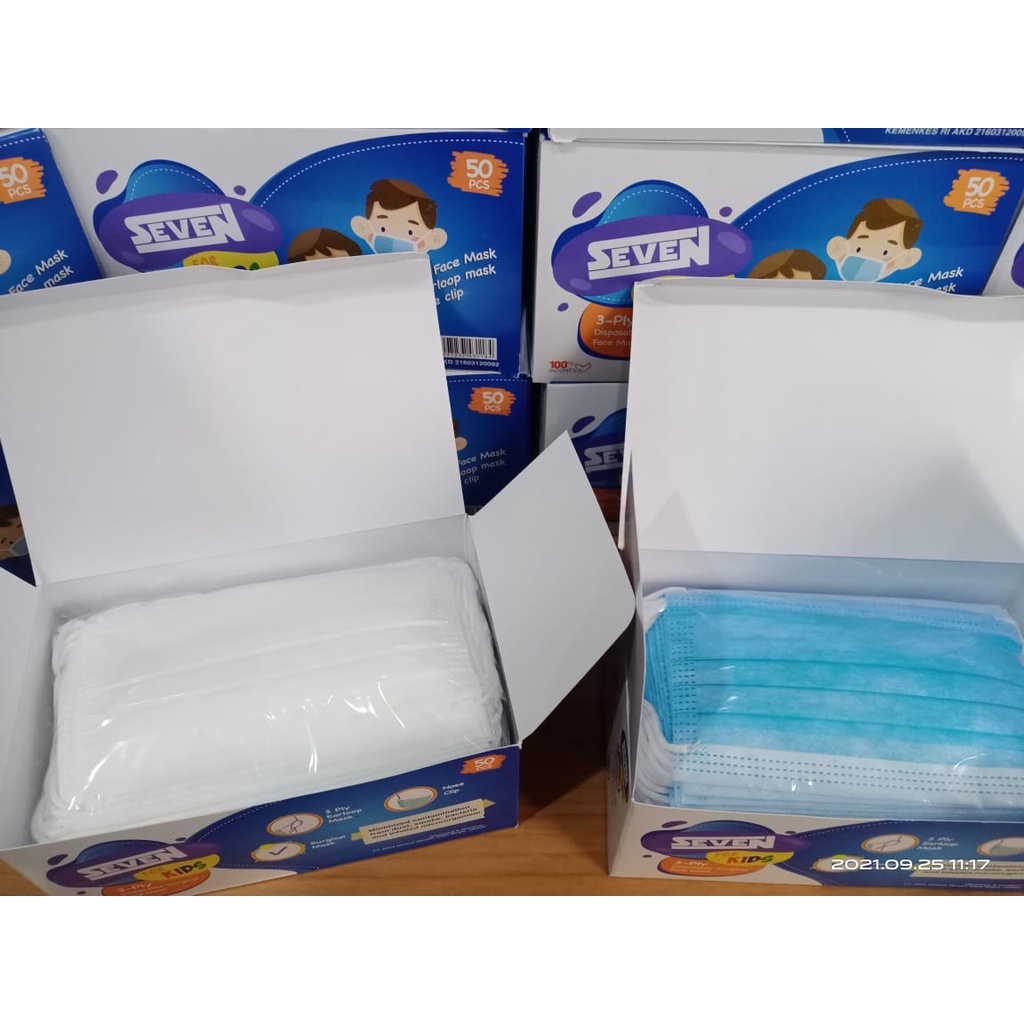 Jual Masker anak SEVEN KIDS POLOS Masker Medis untuk anak 3ply 50pcs ...