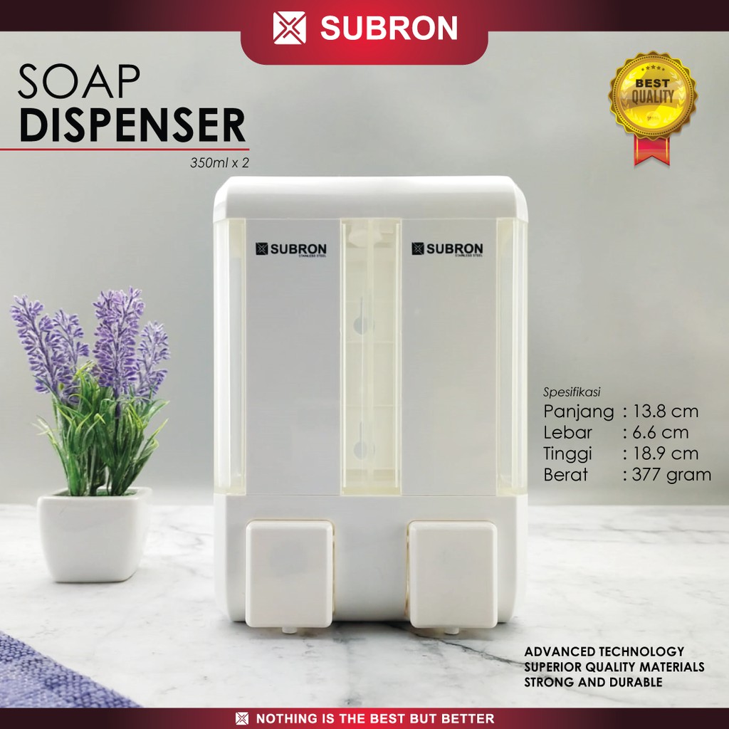 Jual SUBRON Soap Dispenser Double Tempat Sabun Cair Plastik Tebal 350ml ...