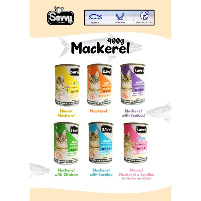Jual Savvy Cat Food 400gr Mackerel - Makanan Basah Kucing - PSI (JOGJA ...