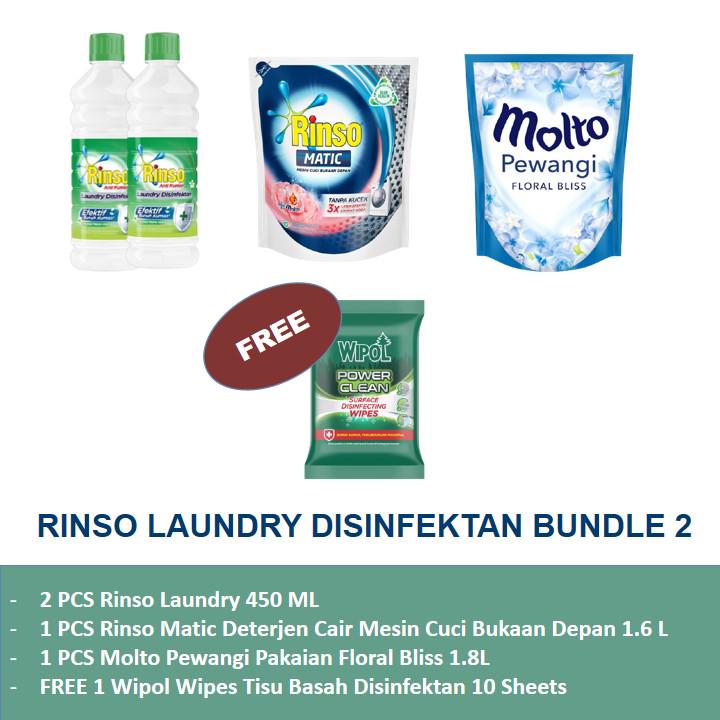 Jual Rinso Disinfektan & Matic Deterjen Cair + Molto Pewangi FREE Wipol ...