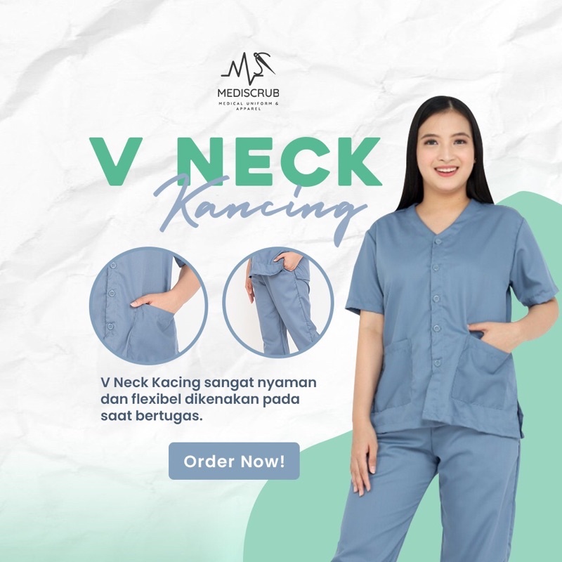 Jual MEDISCRUB - V NECK SCRUBS FULL KANCING DEPAN - Baju Jaga OK Medis ...