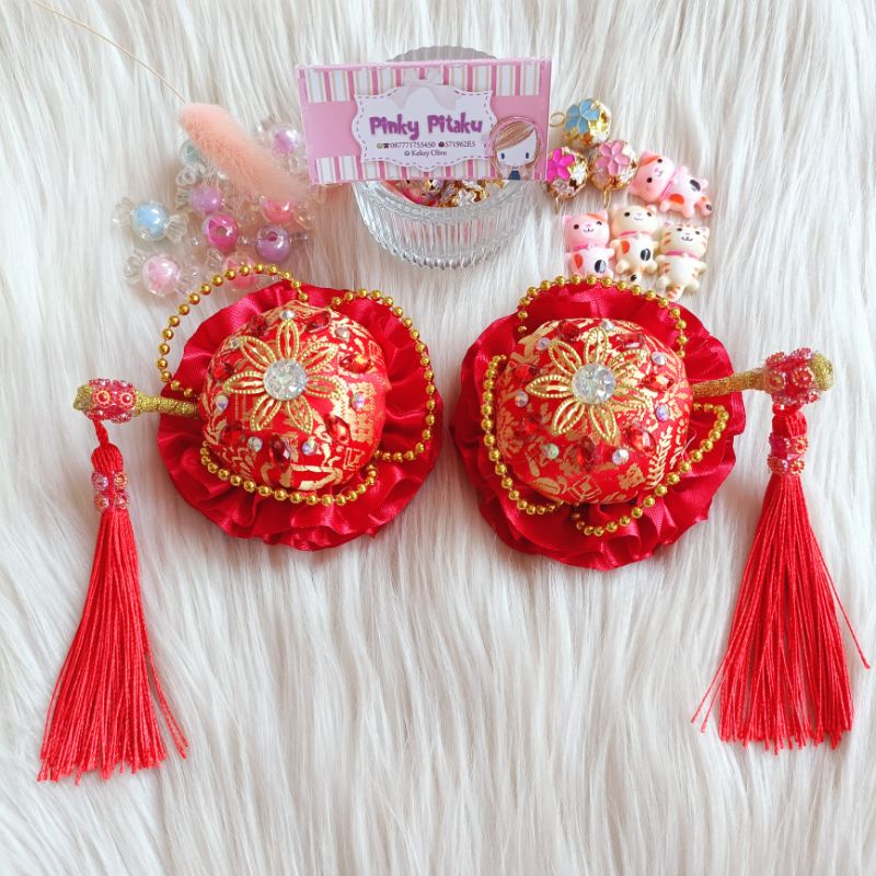 Jual Jepit Rambut CNY Imlek / pita Rambut Anak Merah/ Jepit Rambut ...