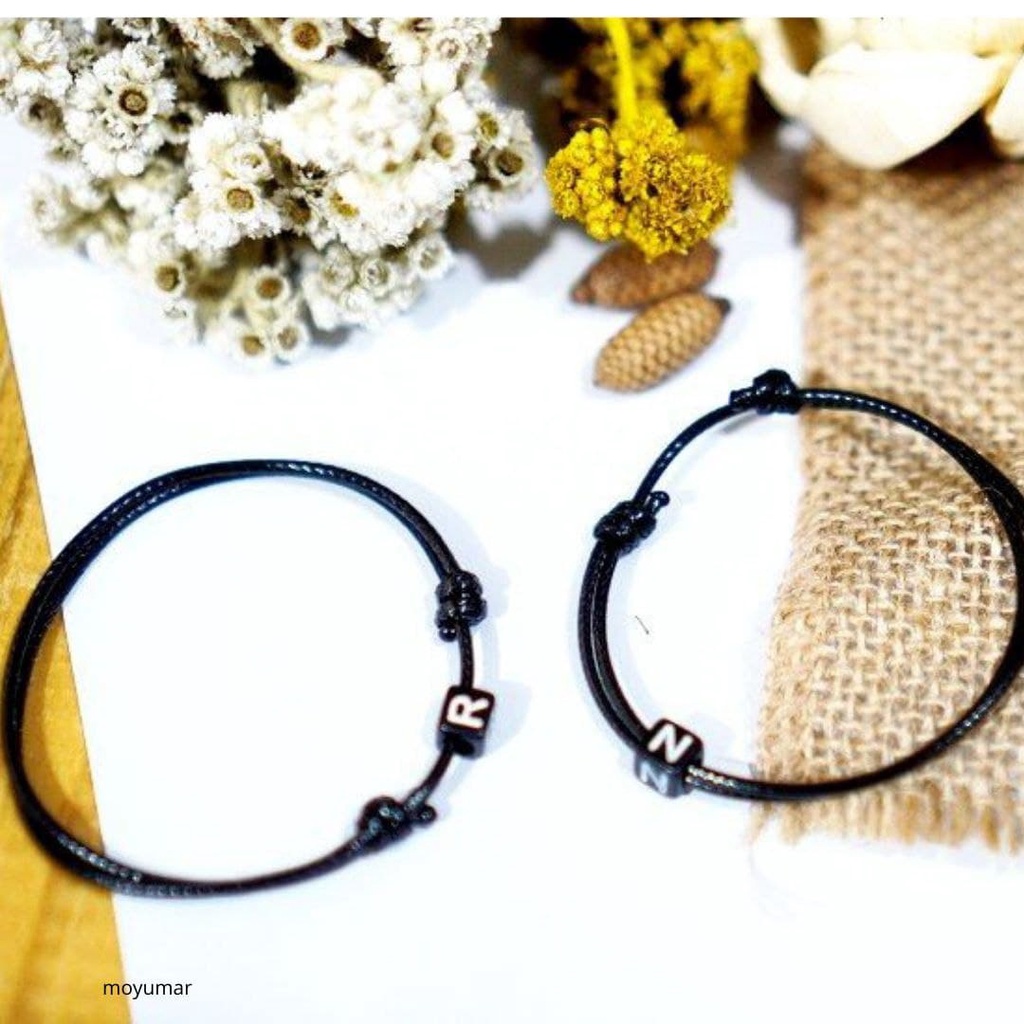 Jual GELANG INISIAL (DADU double slide ) / gelang initial 1 HURUF TALI ...