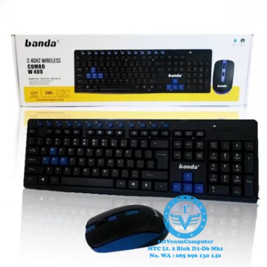 Jual KEYBOARD+MOUSE BANDA WIRELESS W-400 / KB-GA051 | Shopee Indonesia