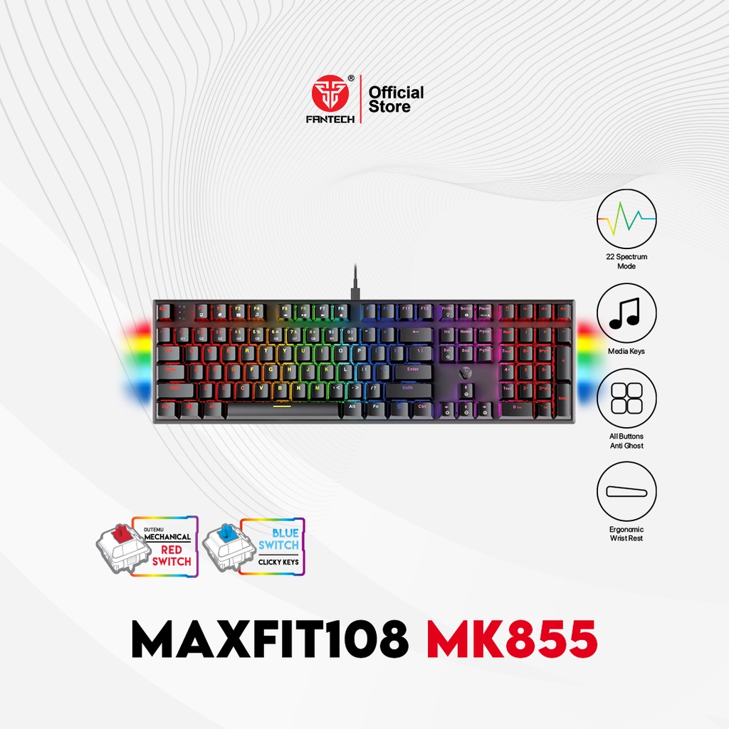 Jual Fantech MAXFIT108 MK855 Keyboard Gaming Mechanical Full Size | Shopee Indonesia