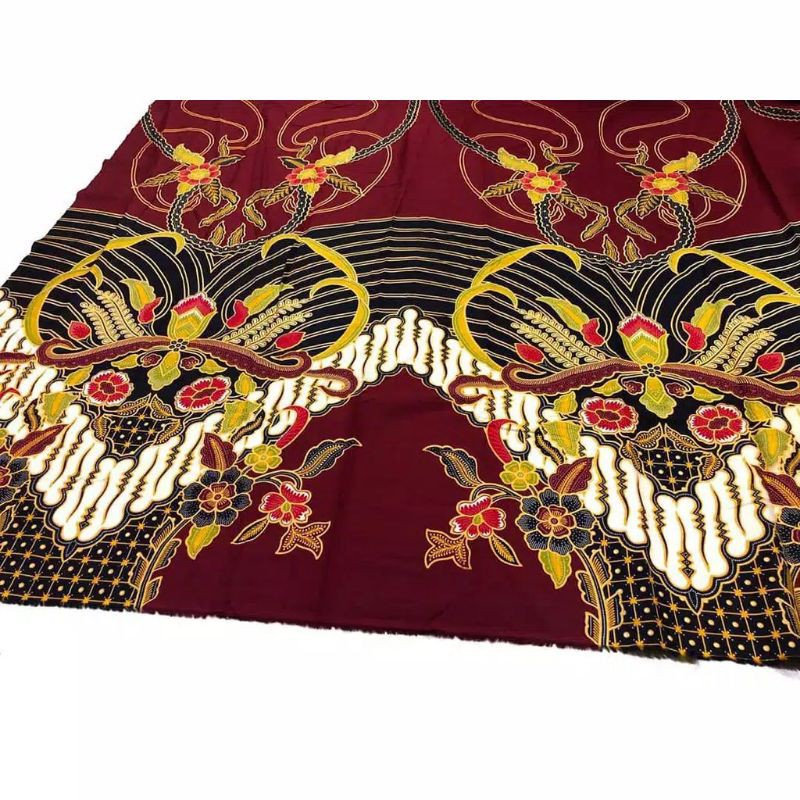 Jual Kain Batik laweyan Solo motif gunungan tirta teja merah maroon ...