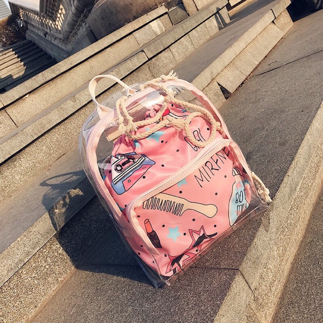 Mirae backpack 2 in 1 (import) / tas transparan / transparent bag ...