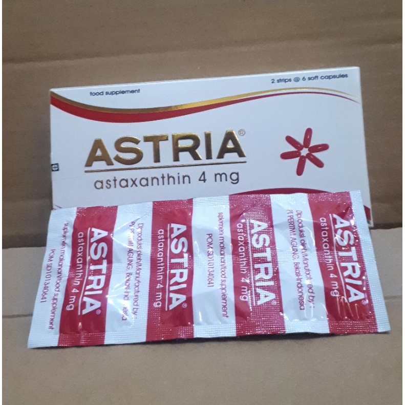 Jual astria astaxanthin 4mg suplemen anti oksidan- strip dan box ...
