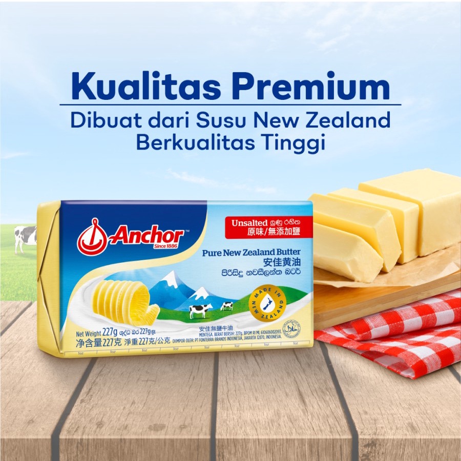 Jual Anchor Unsalted Butter 227 gr - Mentega Tawar 227gr (KHUSUS GOJEK ...