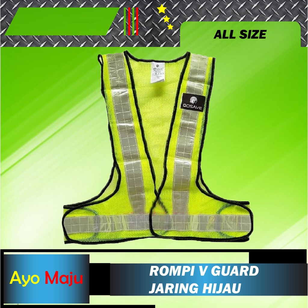 Jual Rompi V Guard Jaring HIJAU Safety Vest Scotlite PVC Rompi Proyek ...