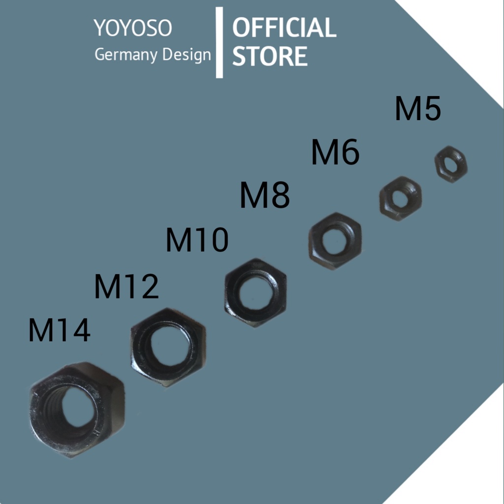 Jual Mur Baja M5 / M6 / M8 / M10 / M12 / M14 - Mur Lock Hitam - Ring ...