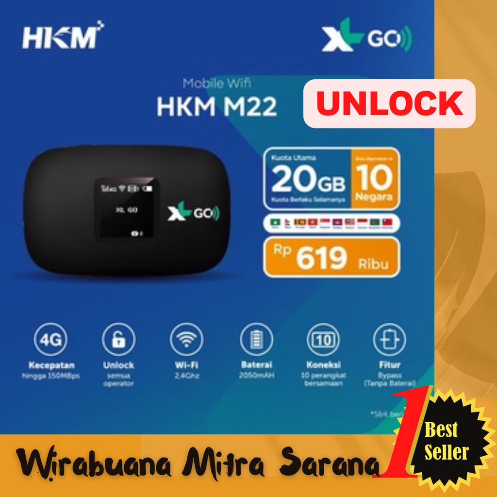 Jual Modem MIFI Hkm M22 Wifi Unlock 4G Free Xl Go izi 25gb Resmi ...