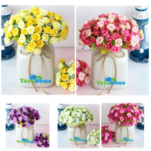 Jual ROSE / BUNGA MAWAR Mini isi 21 kuntum - BUNGA PLASTIK / ARTIFICIAL ...