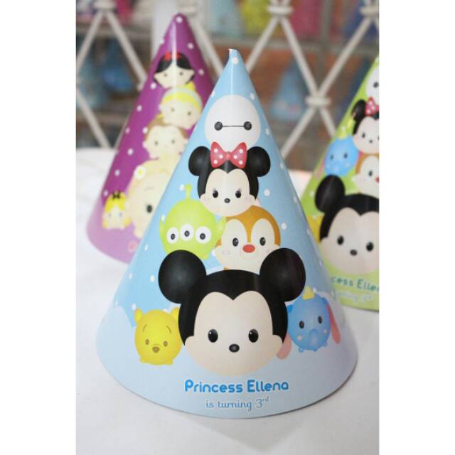 Topi ulang tahun kerucut custom karakter princess tsum tsum | Shopee ...