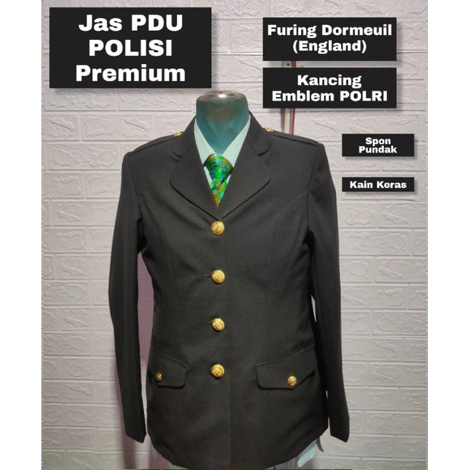 Jual Jas Polisi / Jas Polwan / Jas PDU Polisi, Furing Dormeuil (England) + Kancing Emblem POLRI ...