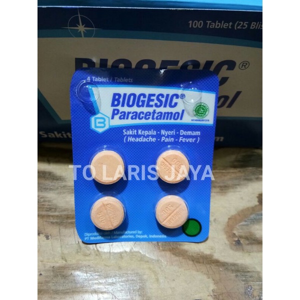 Jual BIOGESIC Paracetamol isi 4 tablet (untuk sakit kepala, nyeri ...