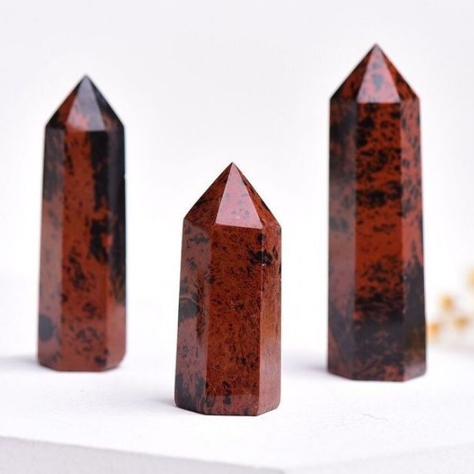 Jual Mahogany Obsidian Crystal Tower / Rare Red Healing Stone Batu ...