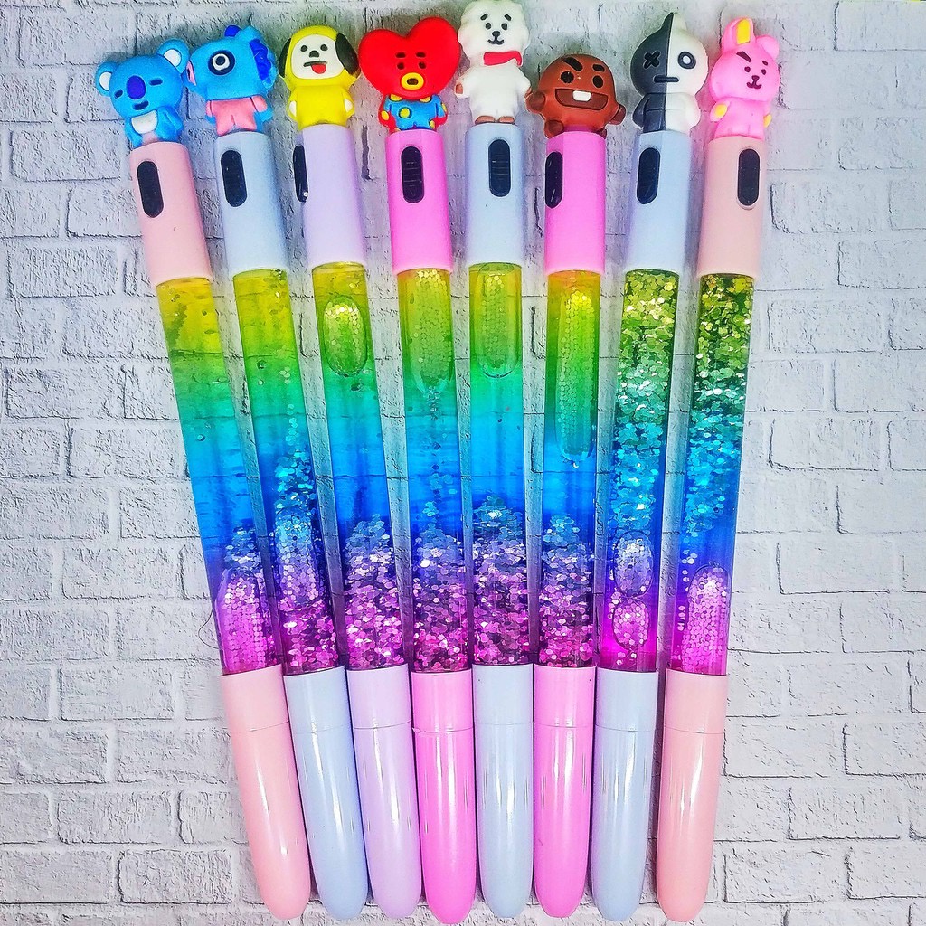 Jual PULPEN GLITTER LED GEL MOTIF BTS BT21 / PENA GLITTER LED BTS BT21 ...