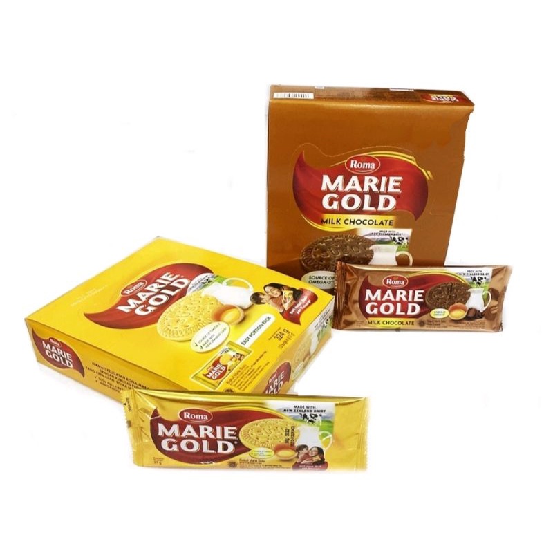 Jual Roma Marie Gold Sachet 27gr 1 Box isi 12 / Marie gold coklat ...