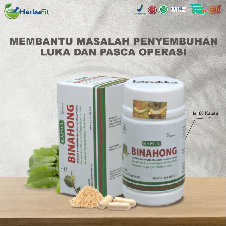 Jual Binahong Kapsul Original Untuk Obat Luka Pasca Operasi isi 60 Kapsul Tazakka sudah BPOM dan ...