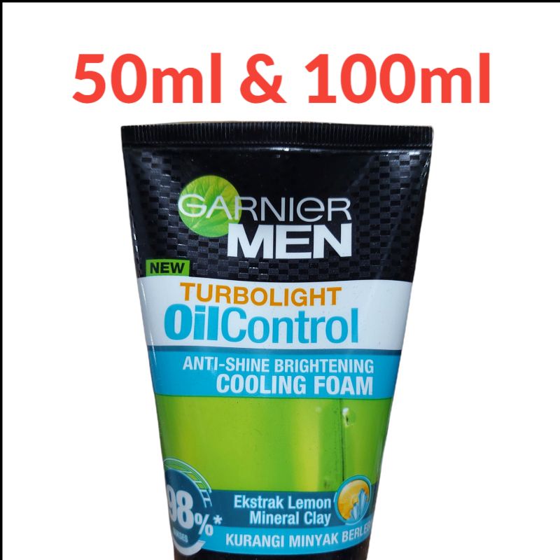 Jual Garnier Men Turbolight Oil Control Cooling Foam 100ml & 50ml ...
