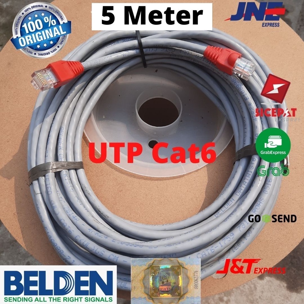 Jual Kabel LAN 5 Meter UTP Belden Cat 6 - Cat6 Belden Original Siap Pakai 5 Meter 5M | Shopee ...