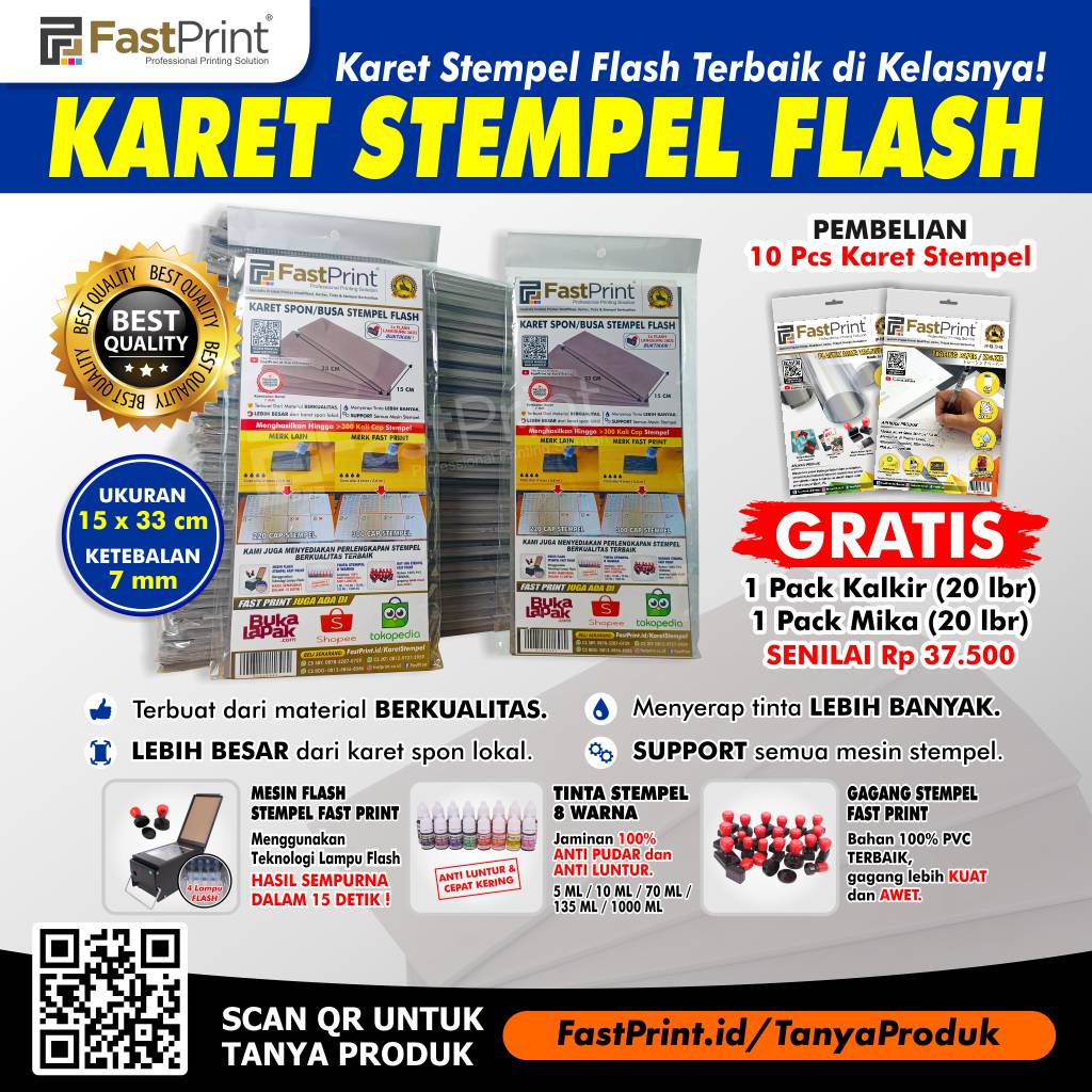 Jual Karet Spon Busa Stempel Flash Warna 15x33 CM Indonesia|Shopee ...