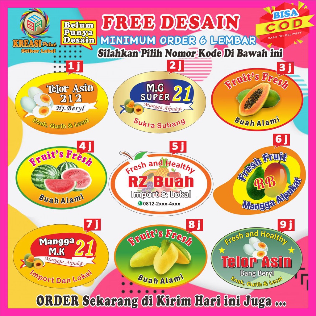 Jual Cetak Sticker Label Buah Stiker Logo Sticker Label Stiker Produk ...