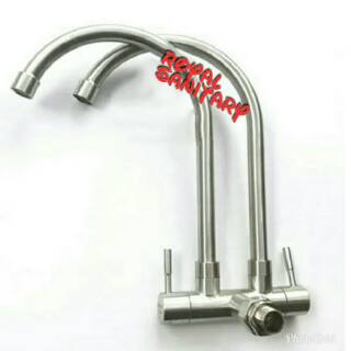 Jual kran sink double/Kran air stainless 304/Keran angsa double FAVIOS ...