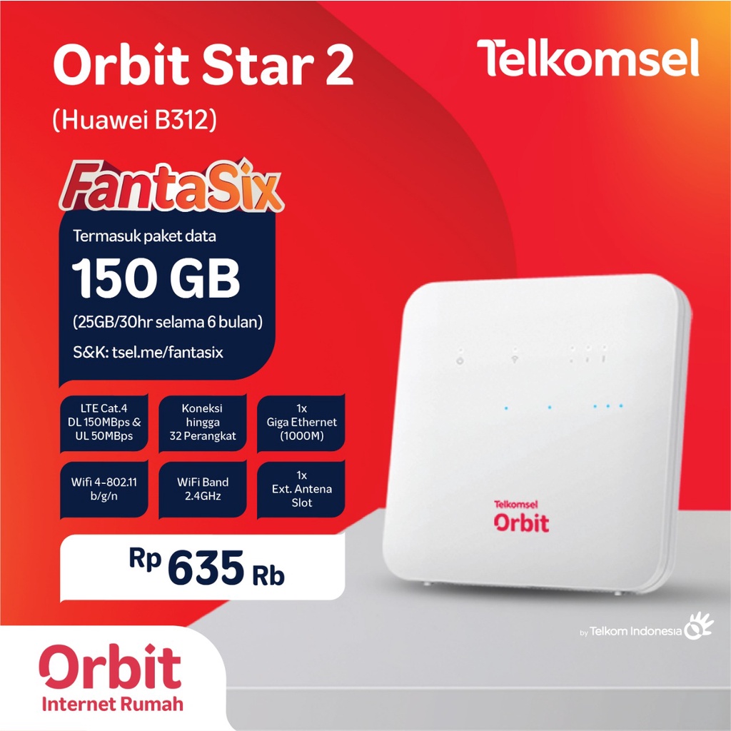 Jual Modem Wifi Home Router 4G T-sel Orbit Star 2 Huawei B312 Indonesia ...