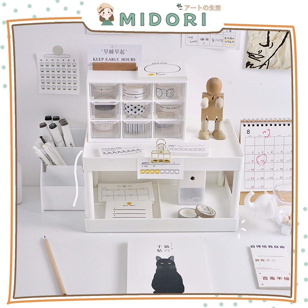 Jual [MIDORI] 2 Tier Study White Rack Aesthetic Korean Style Rak Putih ...