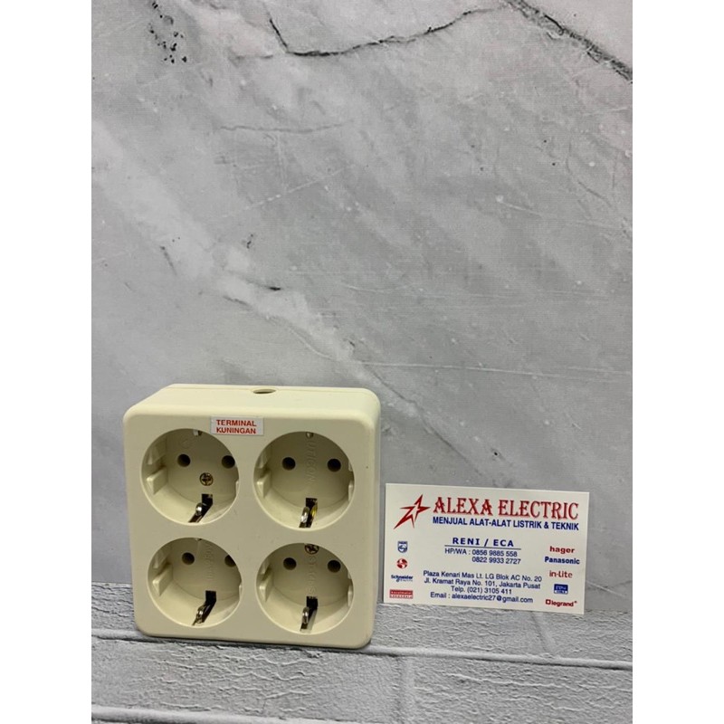 Jual Uticon stop kontak arde 4 lubang 4 lobang segi kotak / terminal kuningan uticon / colokan ...