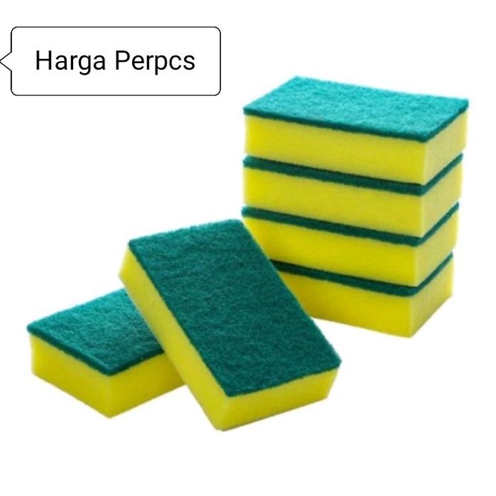 Jual Spon Sponge Cuci Piring 2 Sisi Kuning Hijau Spons Sabut Tapas ...