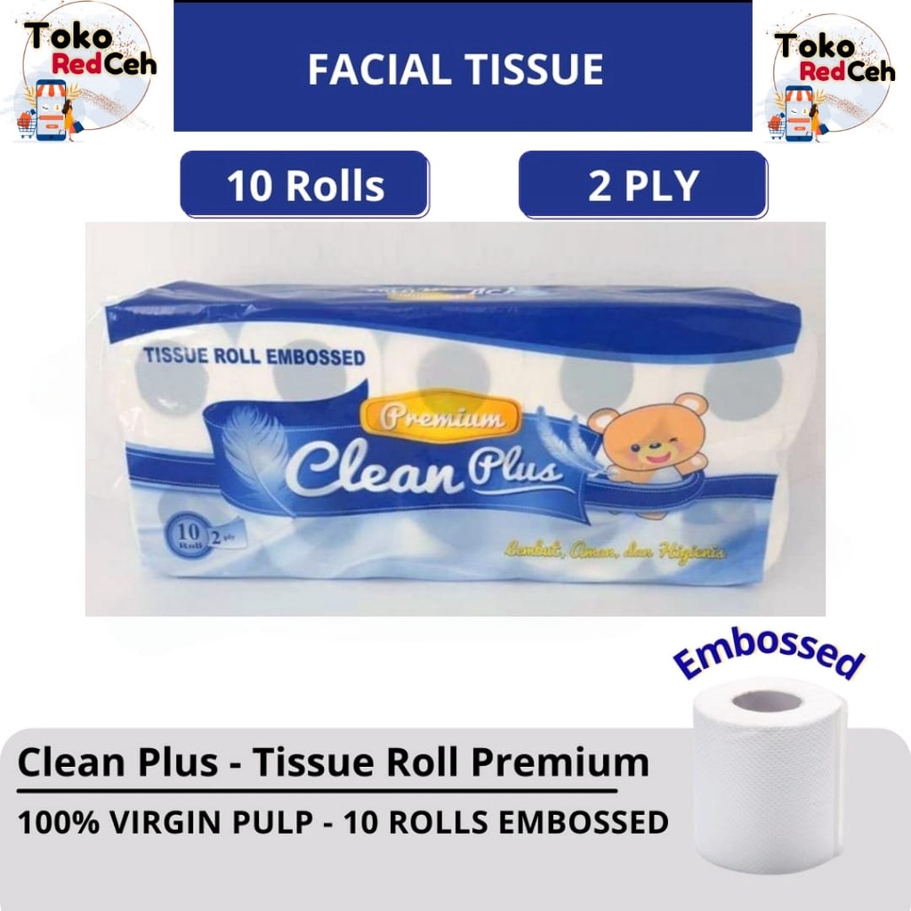 Jual Clean Plus Toilet Tissue Roll Emboss 10 Rolls | Shopee Indonesia