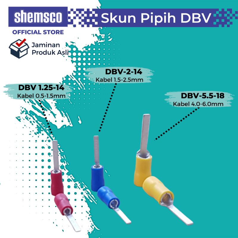 Jual DBV-2-14 Kabel 1.5mm - 2.5mm Insulated Cable Lug Blade Skun Lurus ...