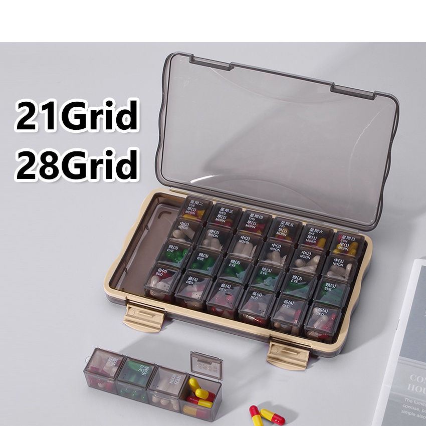 Jual 21/28 Kisi Kotak Obat 7 Hari Tempat Obat Harian 7 Days Pill ...