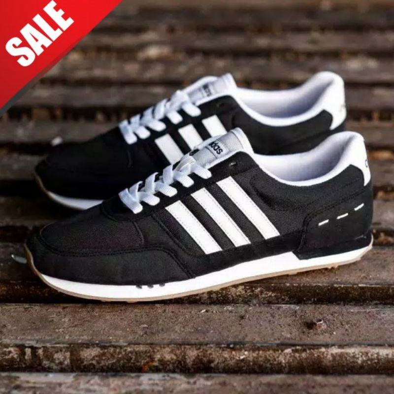 Jual Sepatu Adidas Neo City Racer Black White Gum Sole ORIGINAL ...