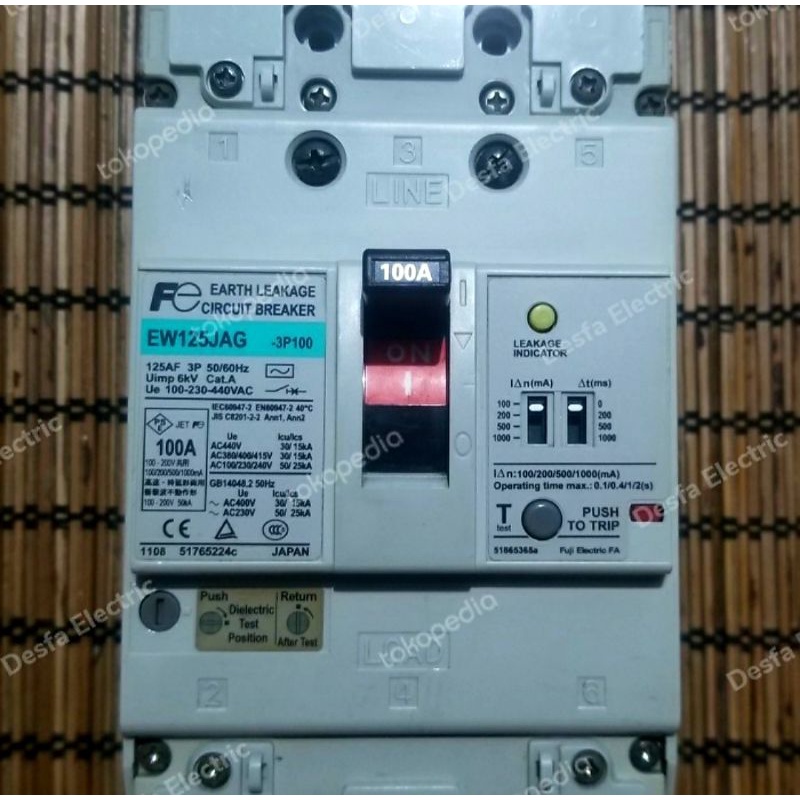 Jual MCCB ELCB Breaker Fuji EW125JAG 3 Phase 100A 100-1000 mA | Shopee ...