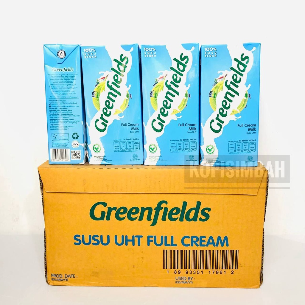 Jual Susu UHT Greenfields 1 Liter Susu Sapi Segar Full Cream Original 1 Karton 12 Pcs | Shopee ...